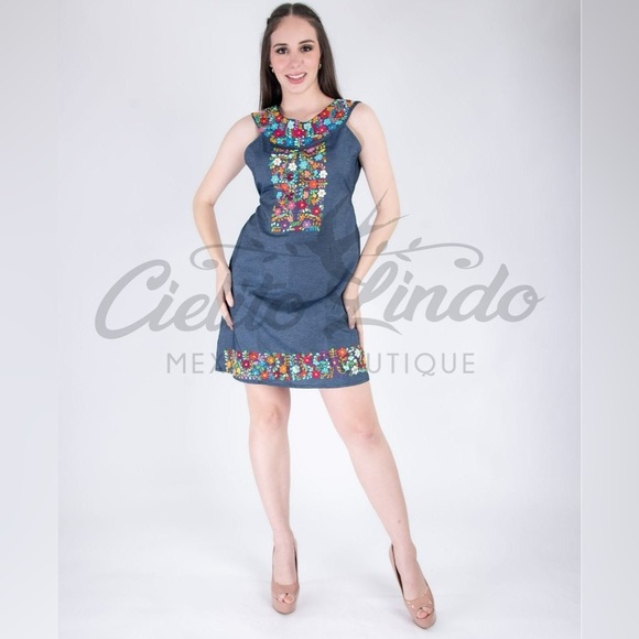 Cielito Lindo | Dresses | Cleo Mexican Denim Dress | Poshmark